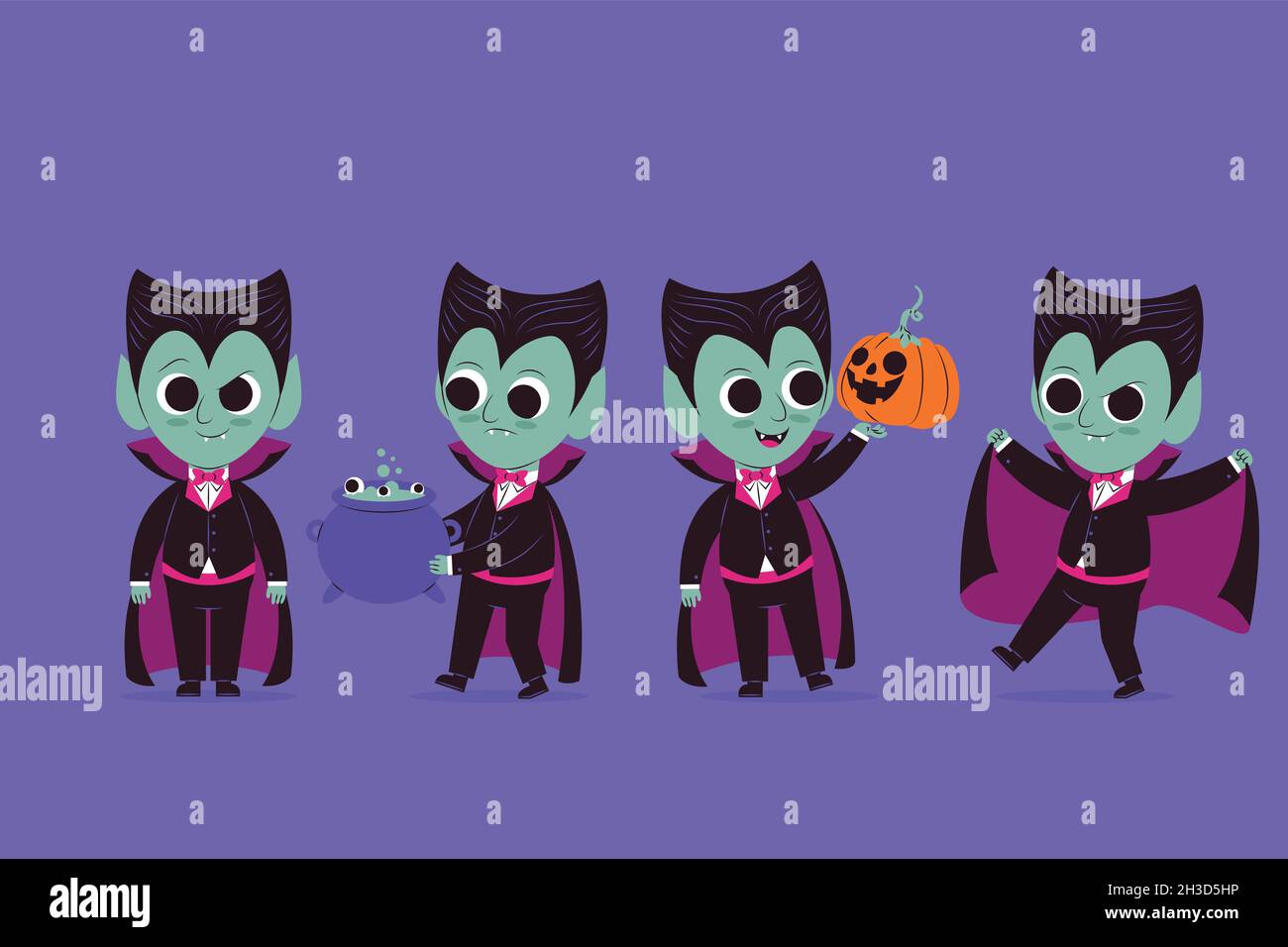 flat vampire character collection design vector illustration Stock ...