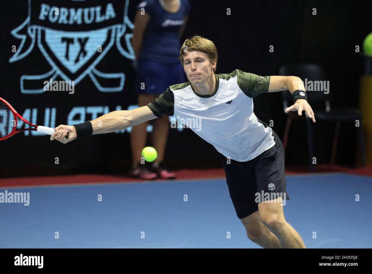Ilya Ivashka of Belarus seen in action during a match against Andrey ...