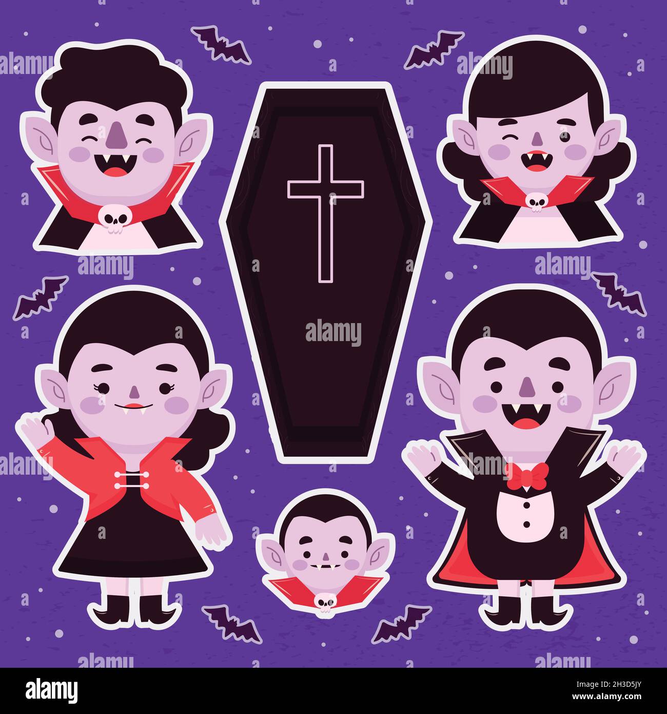 hand drawn vampire character collection design vector illustration ...