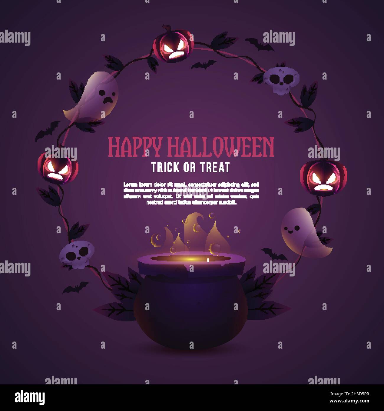 realistic halloween frame design vector illustration Stock Vector Image ...