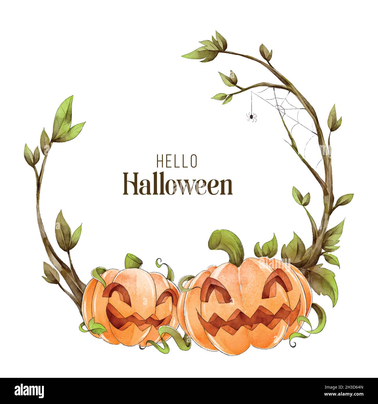 watercolor halloween frame concept design vector illustration Stock ...
