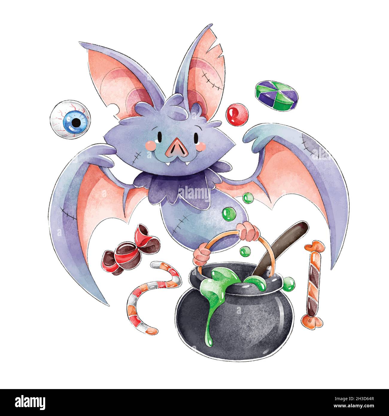 watercolor halloween bat concept design vector illustration Stock ...