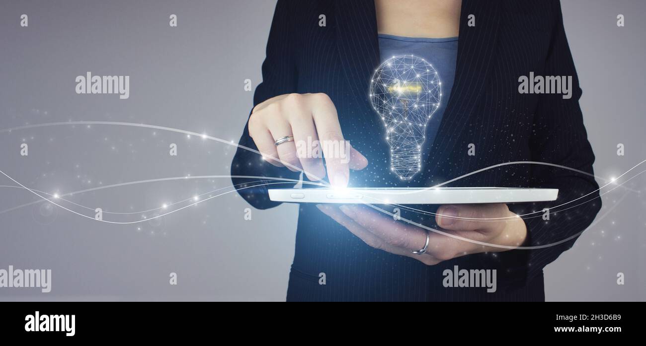 Innovation, brainstorming, inspiration and solution concepts. White ...