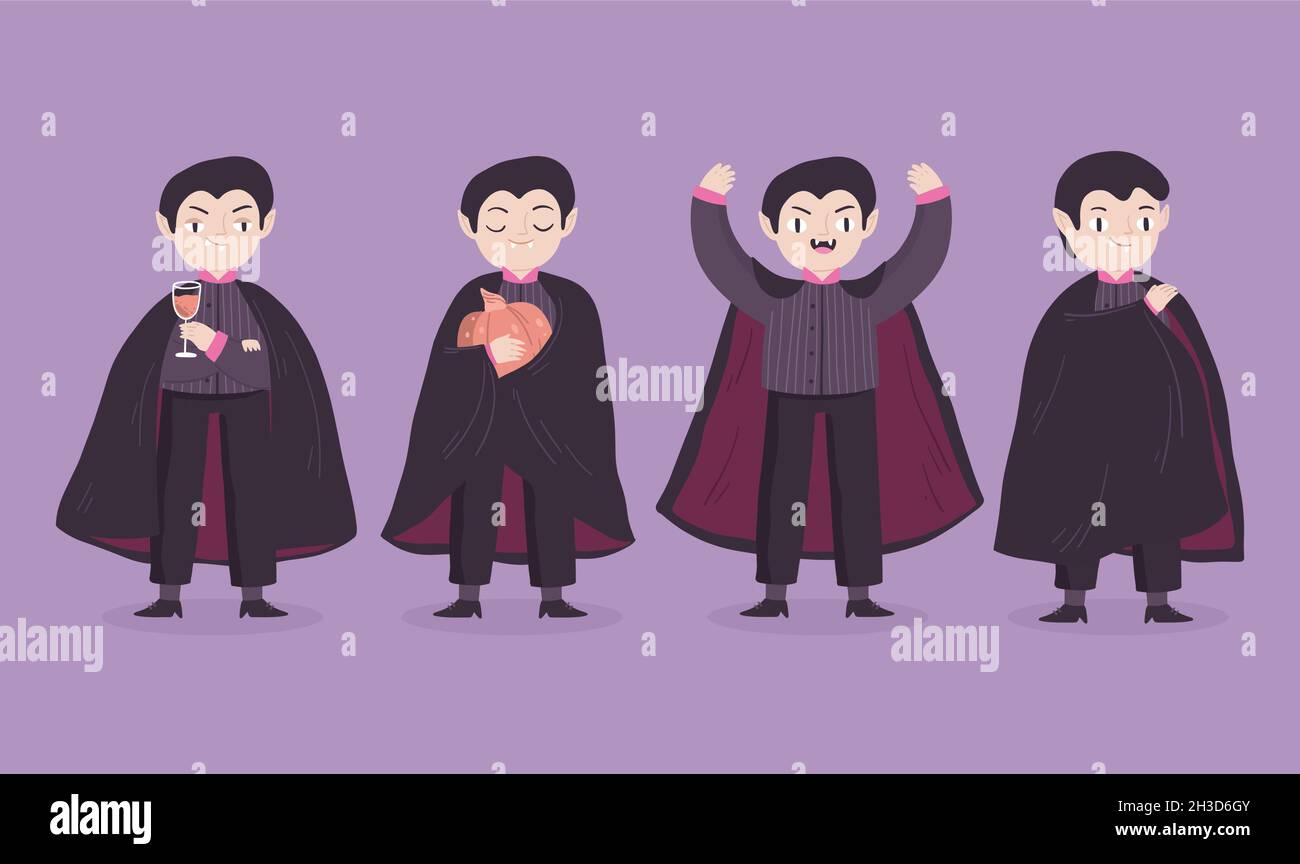 hand drawn vampire character collection design vector illustration ...