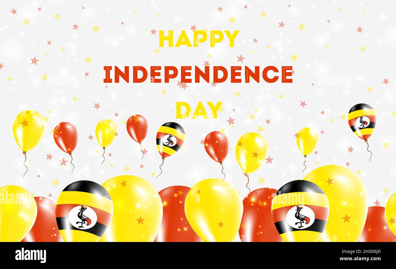 Uganda Independence Day Patriotic Design. Balloons in Ugandan National ...