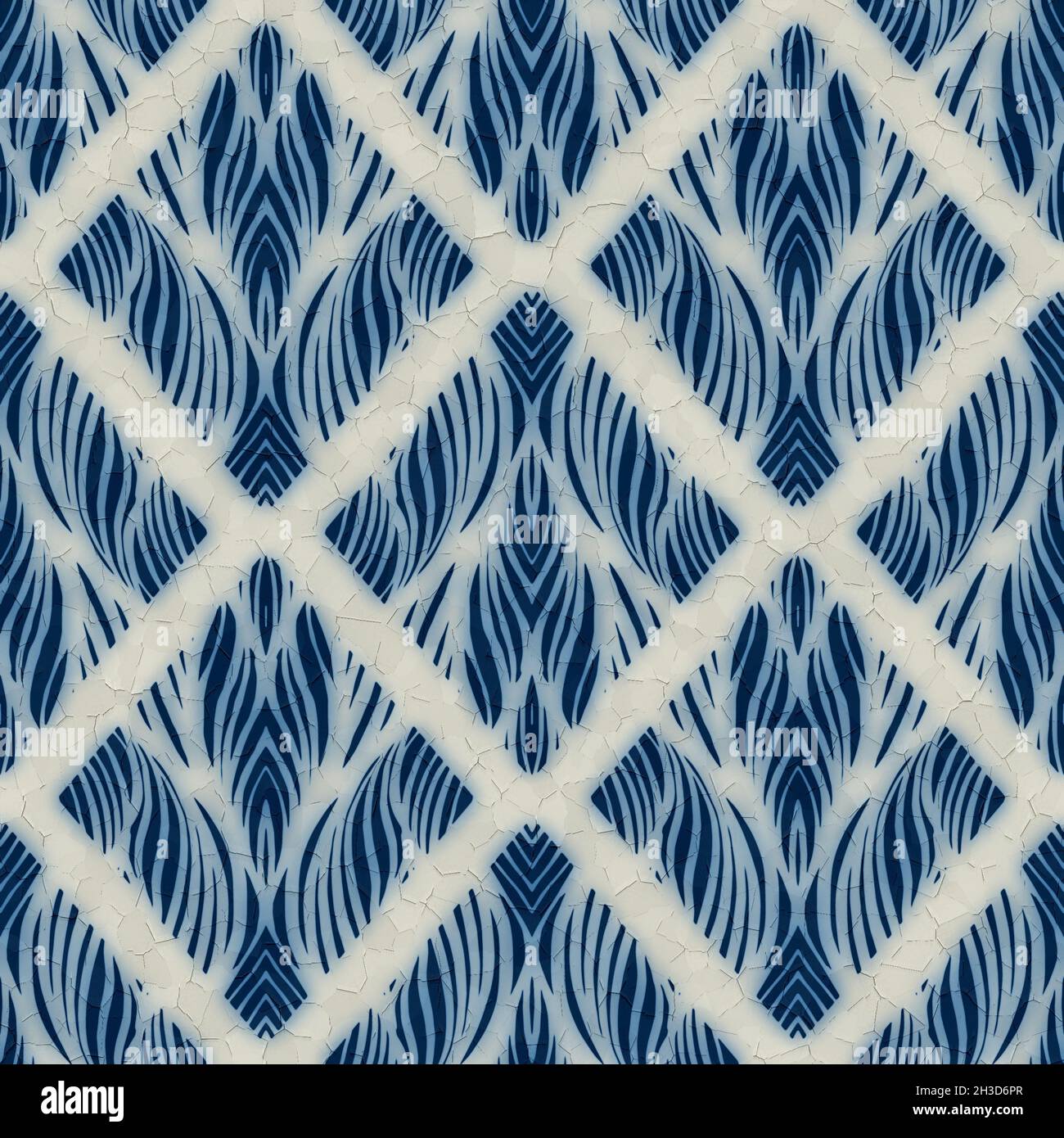 Seamless blue and white ceramic tile ornate damask pattern for surface ...