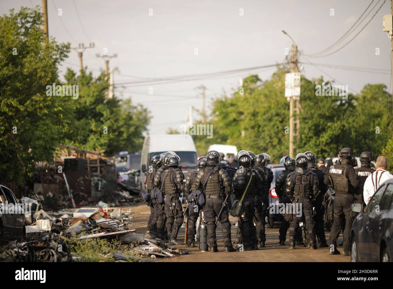 Sarulesti, Romania - May 27, 2021: Romanian police and jandarmi with ...