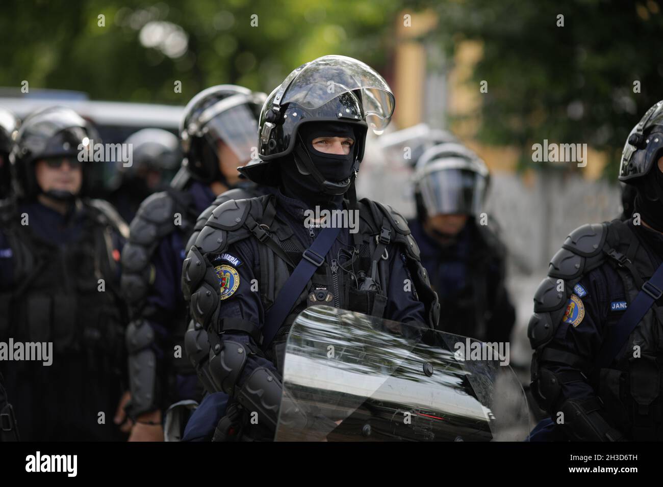 Sarulesti, Romania - May 27, 2021: Romanian police and jandarmi with ...