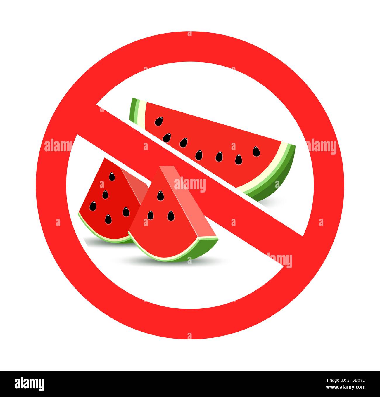 Sign No watermelon. Red stop sign fruit water melon. Isolated on white ...