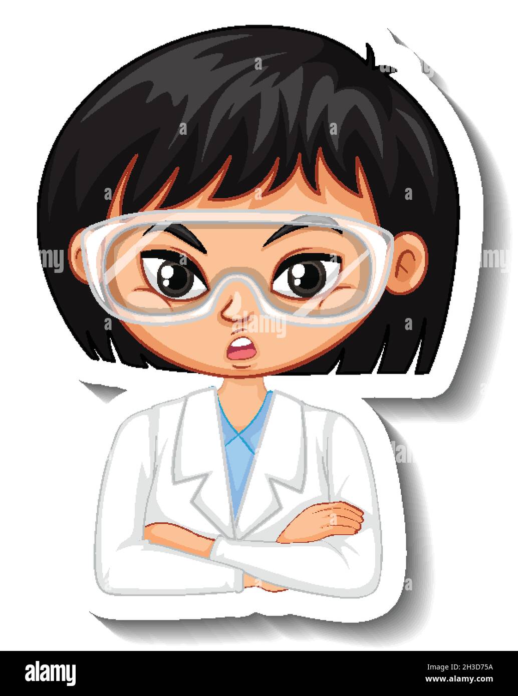 Scientist girl cartoon character sticker illustration Stock Vector ...