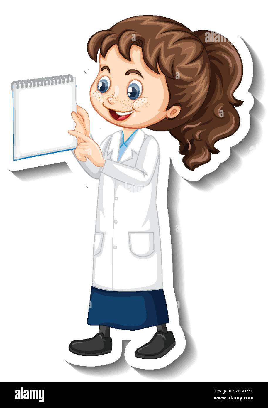 Scientist girl cartoon character sticker illustration Stock Vector ...