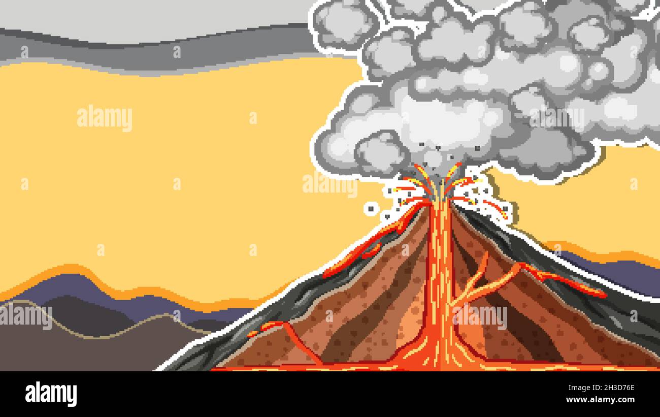 Thumbnail design with volcano eruption illustration Stock Vector Image ...