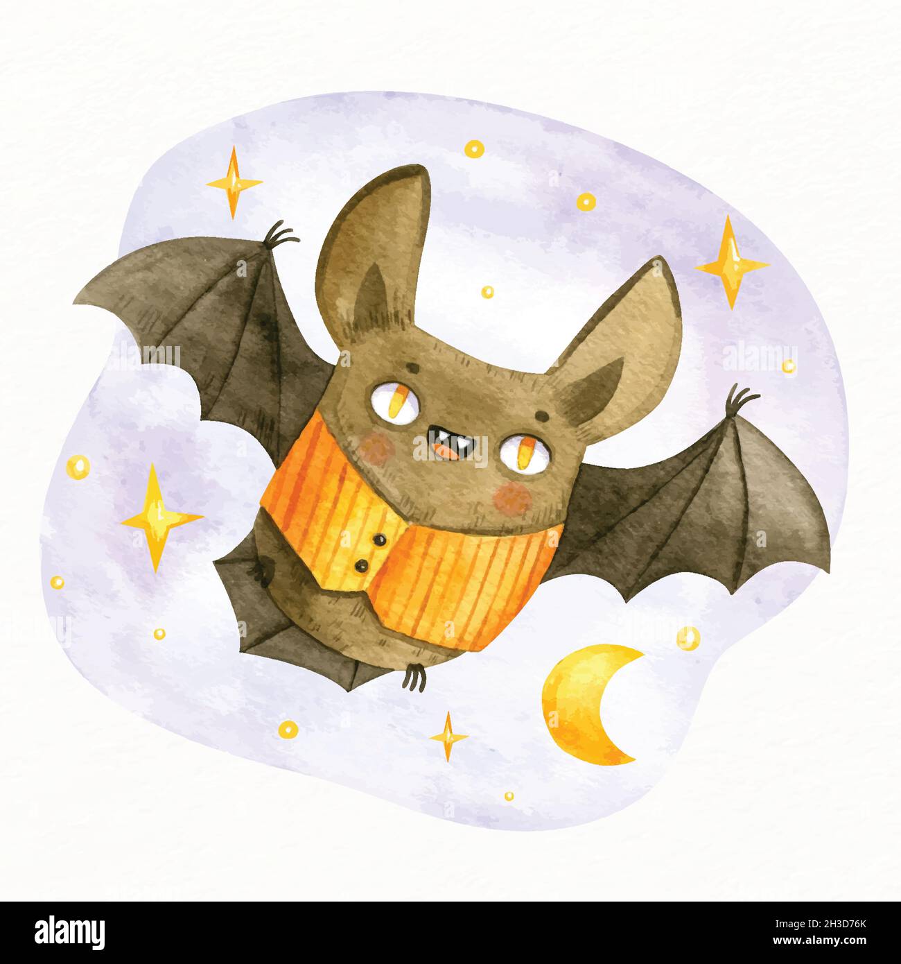 watercolor halloween bat design vector illustration Stock Vector Image ...