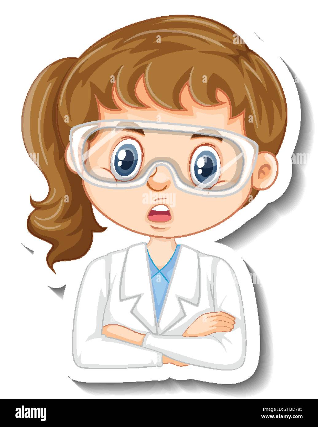 Scientist girl cartoon character sticker illustration Stock Vector ...