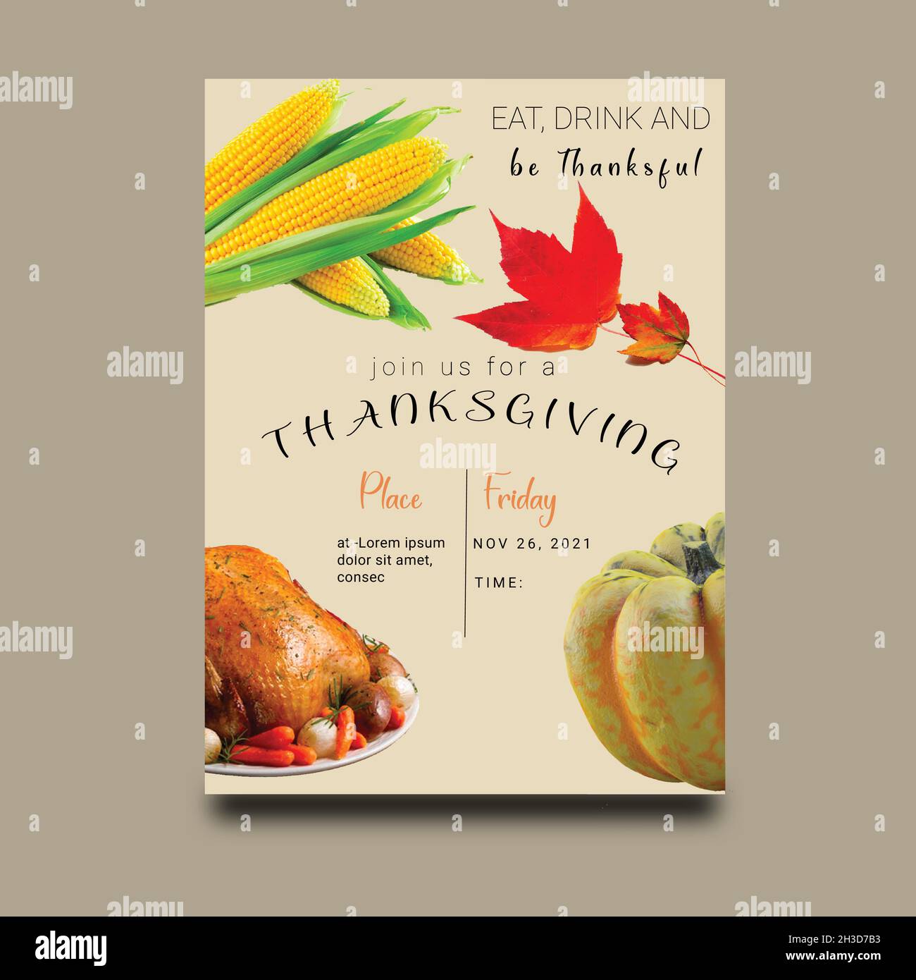 Thanks Giving Invitation Card Stock Vector Image & Art - Alamy