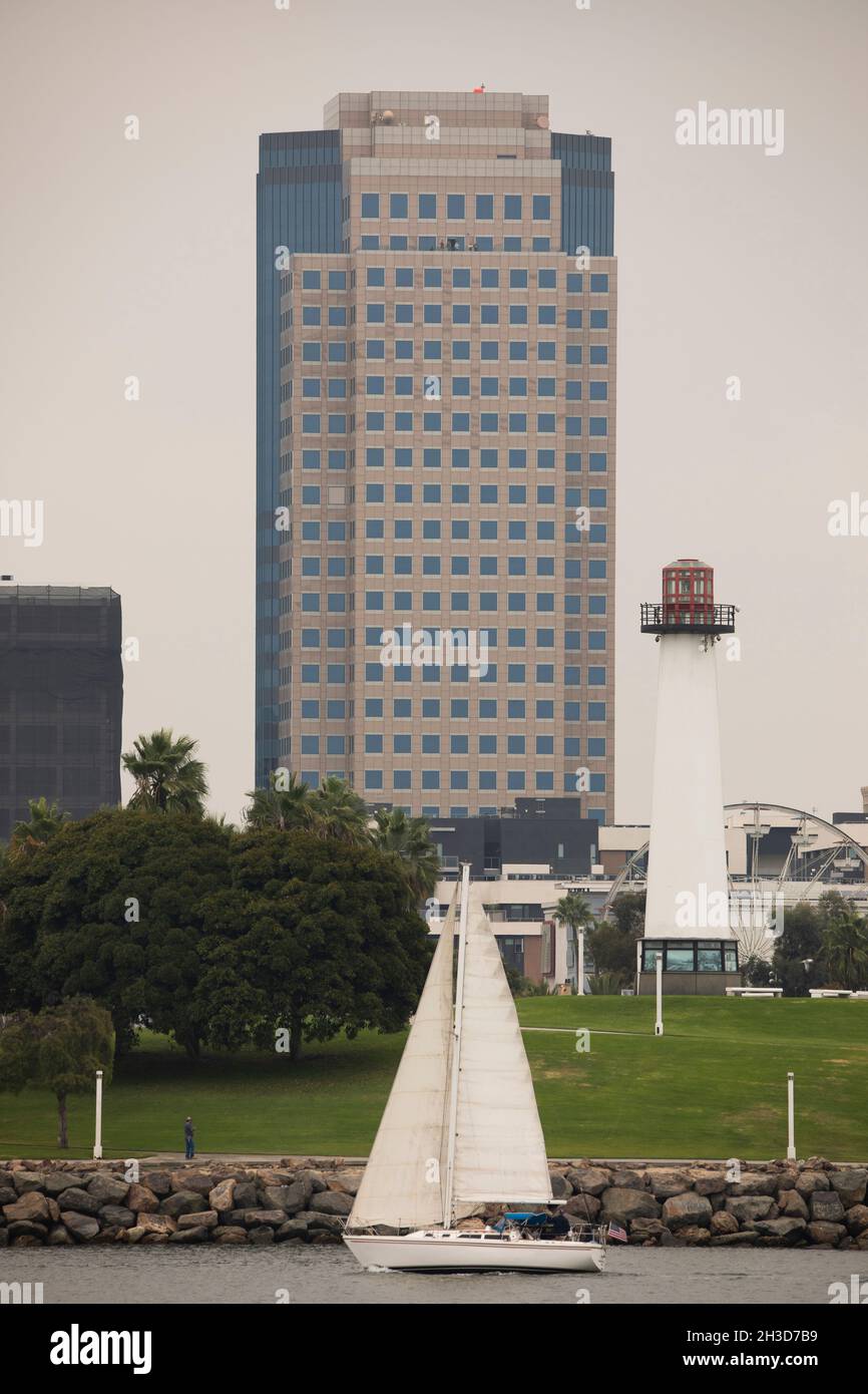 Daytime waterfront skyline view of Long Beach, California, USA Stock ...
