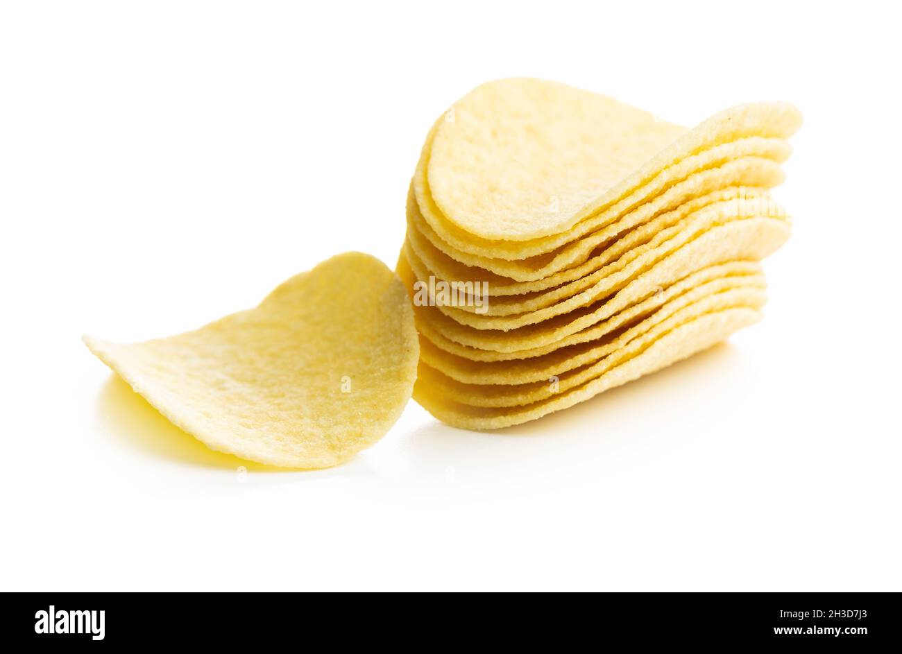 Crunchy potato chips. Potato crisps isolated on white background Stock ...