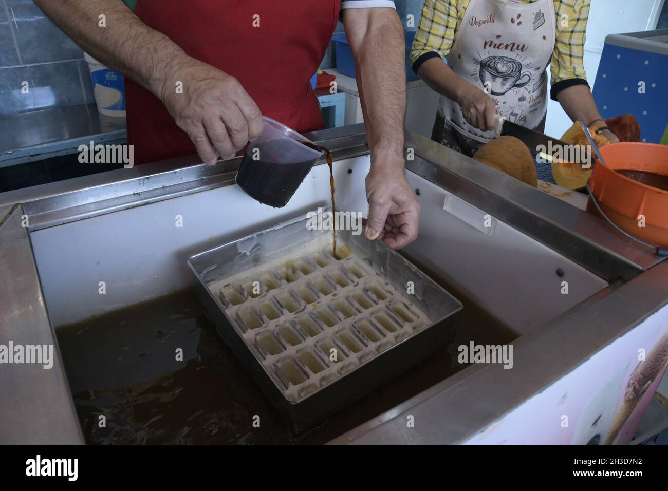 Guillermo Barragan, owner of the Maya ice cream shop, during the ...
