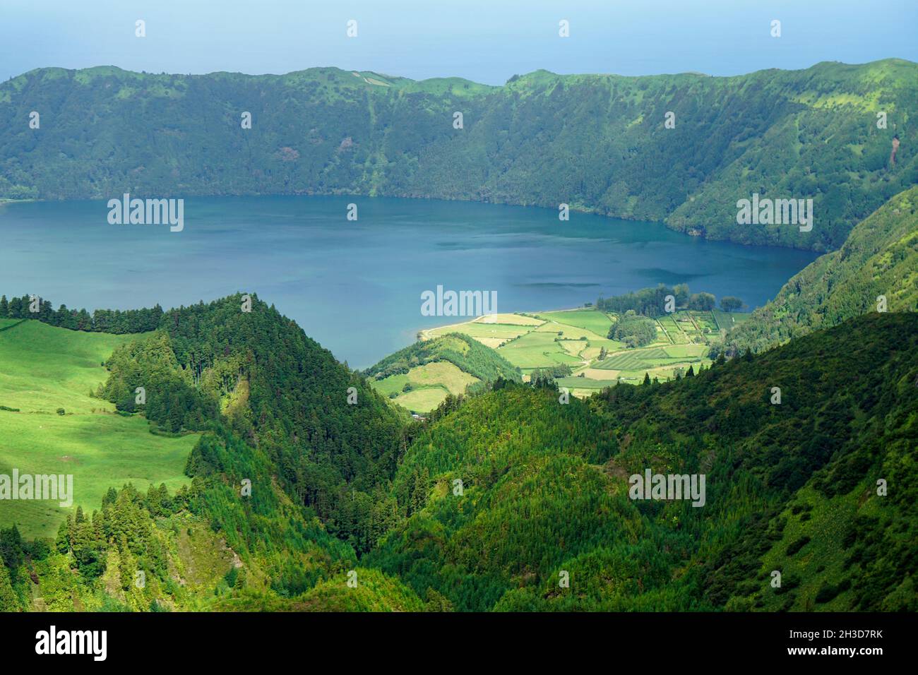 amazing green landscape on the azores island sao miguel Stock Photo - Alamy