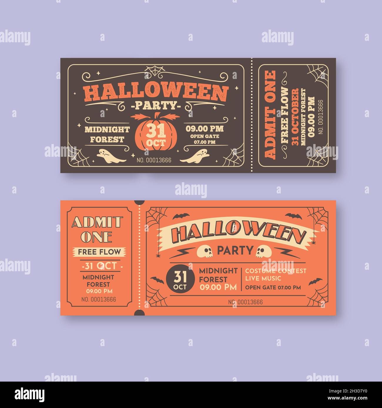 vintage halloween tickets design vector illustration Stock Vector Image ...