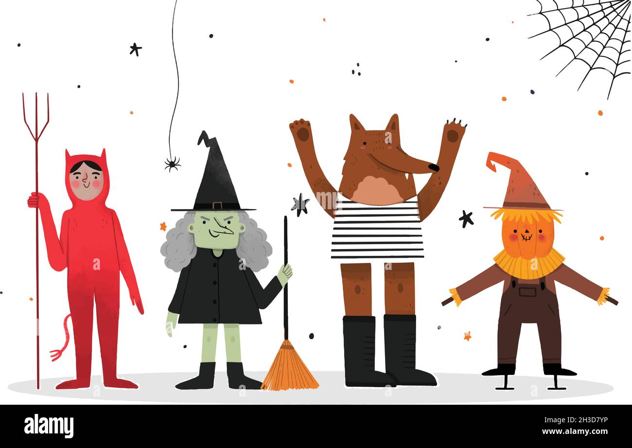 hand drawn style halloween character collection design vector ...