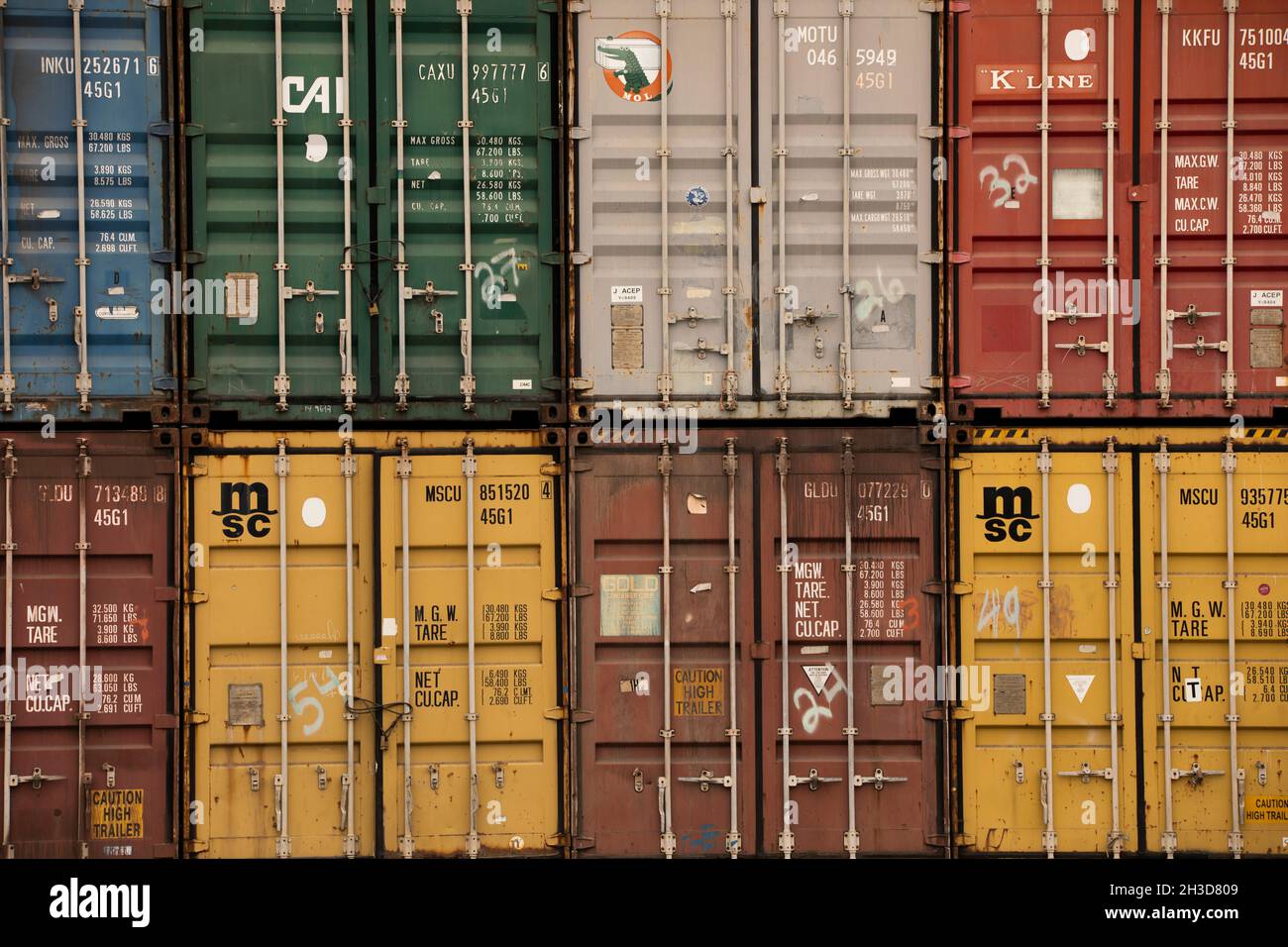 Los Angeles, California, USA - September 26, 2021: Shipping containers ...