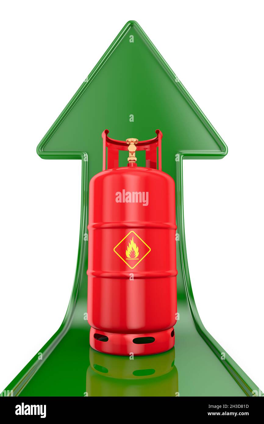 gas cylinderand arrow on white background. Isolated 3D illustration ...