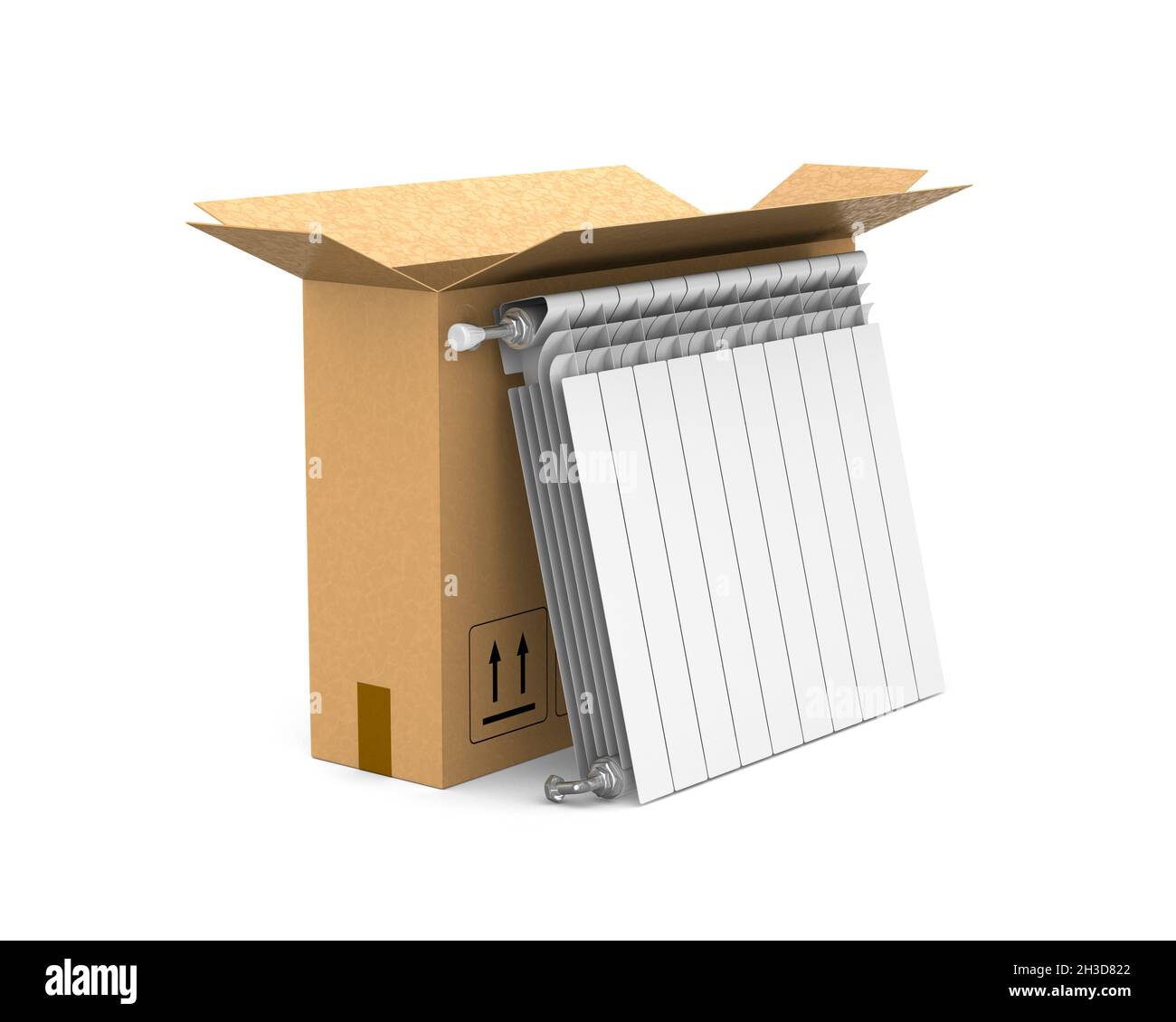 radiator and cargo box on white background. Isolated 3D illustration ...