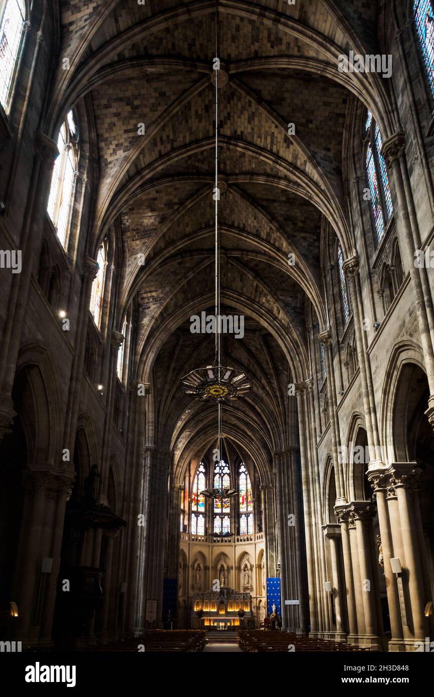Interior nave of the Saint Louis des Chartrons Catholic Church in ...