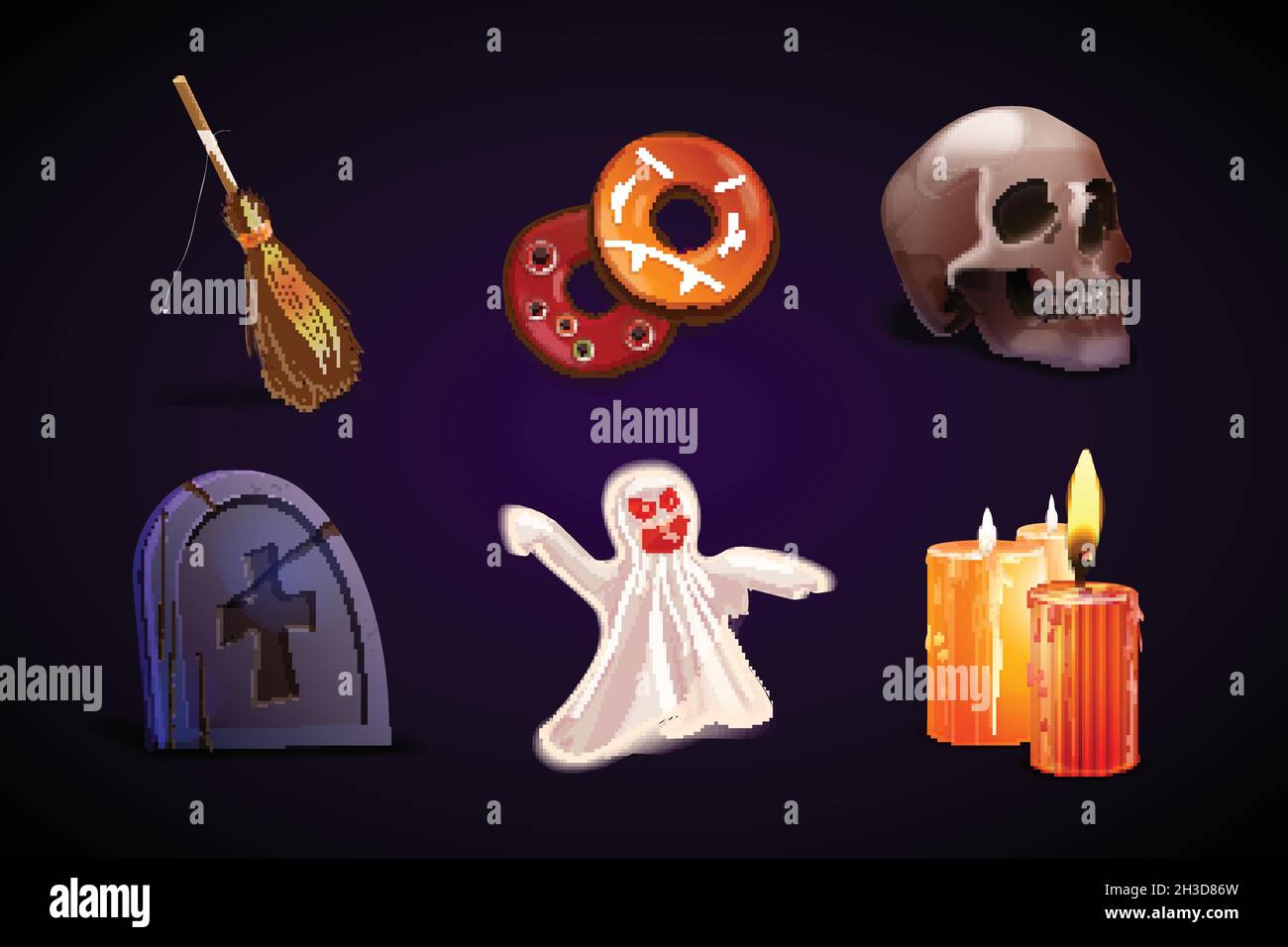 realistic halloween element collection design vector illustration Stock ...