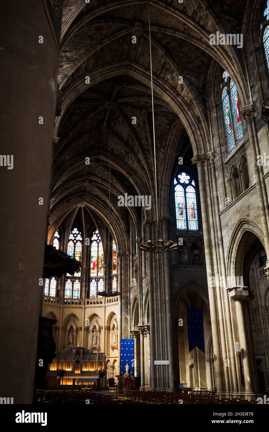 Monumental interior of the Saint Louis des Chartrons Catholic Church in ...