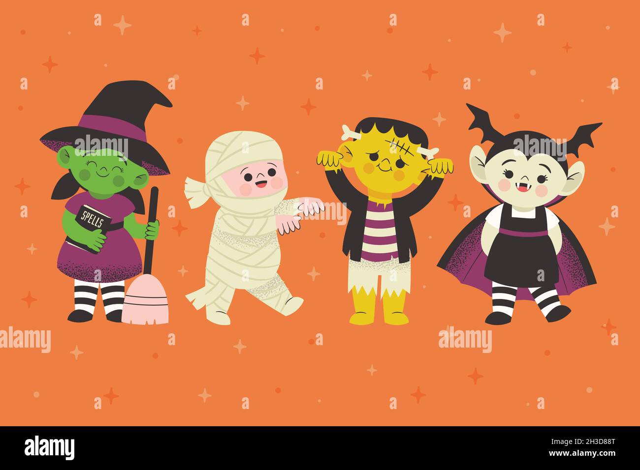 hand drawn halloween character collection design vector illustration ...