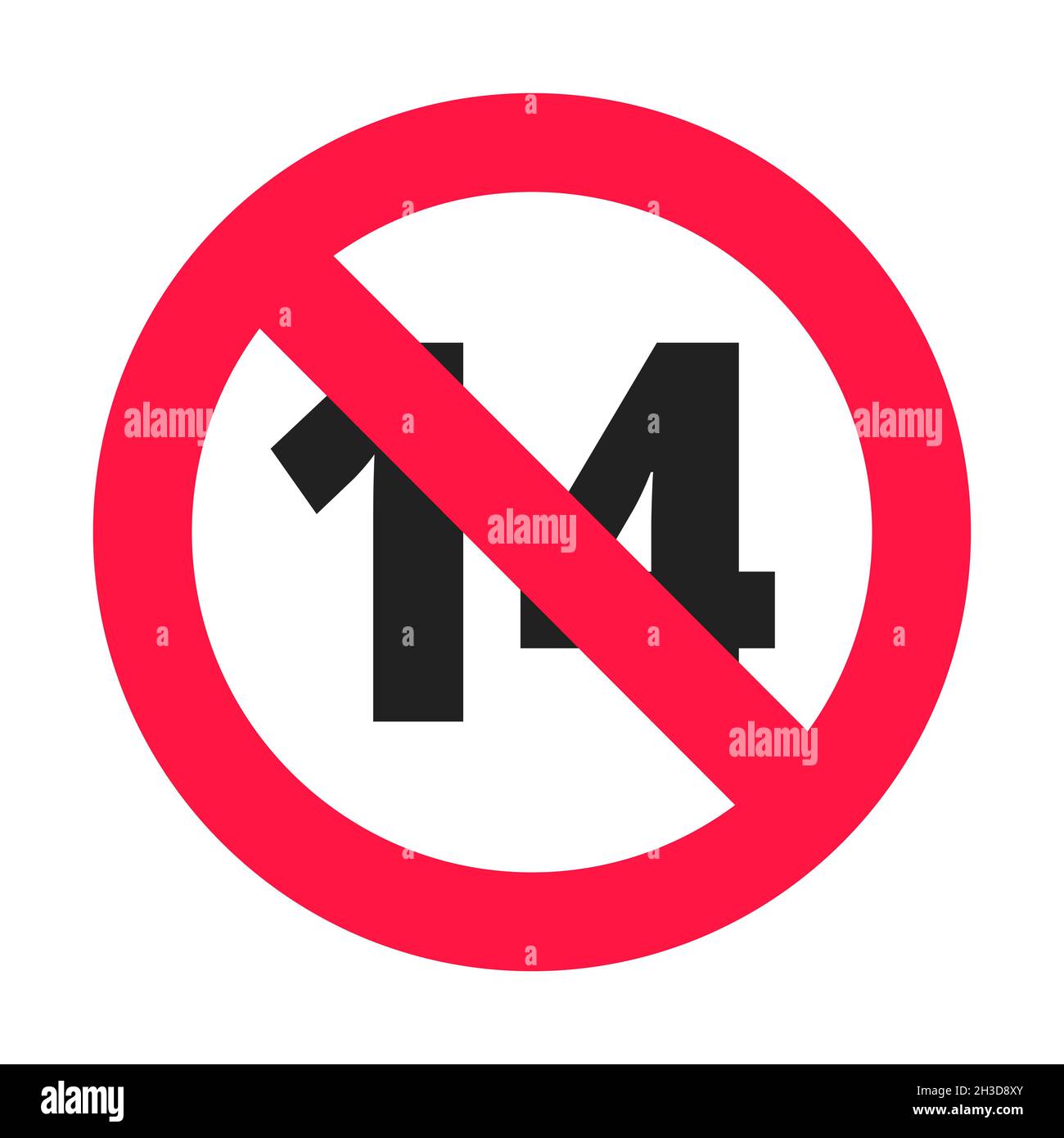 Over 14 years old plus forbidden round icon sign vector illustration ...