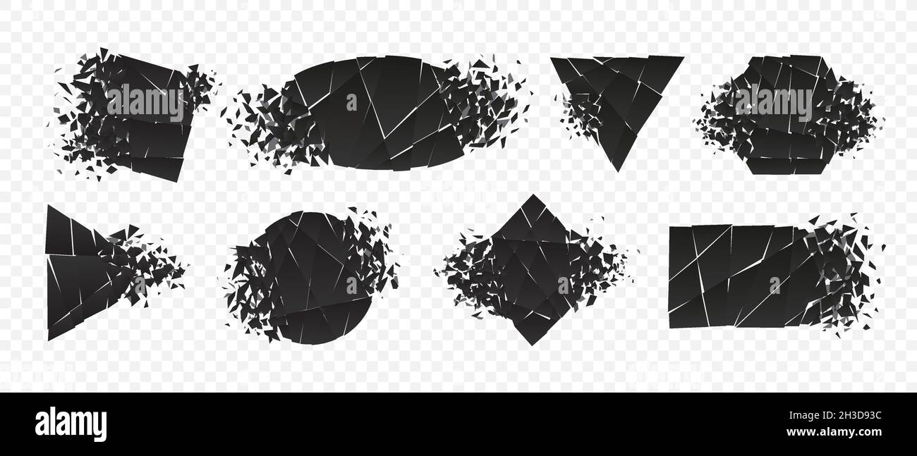 Shape explosion broken and shattered flat style design vector ...