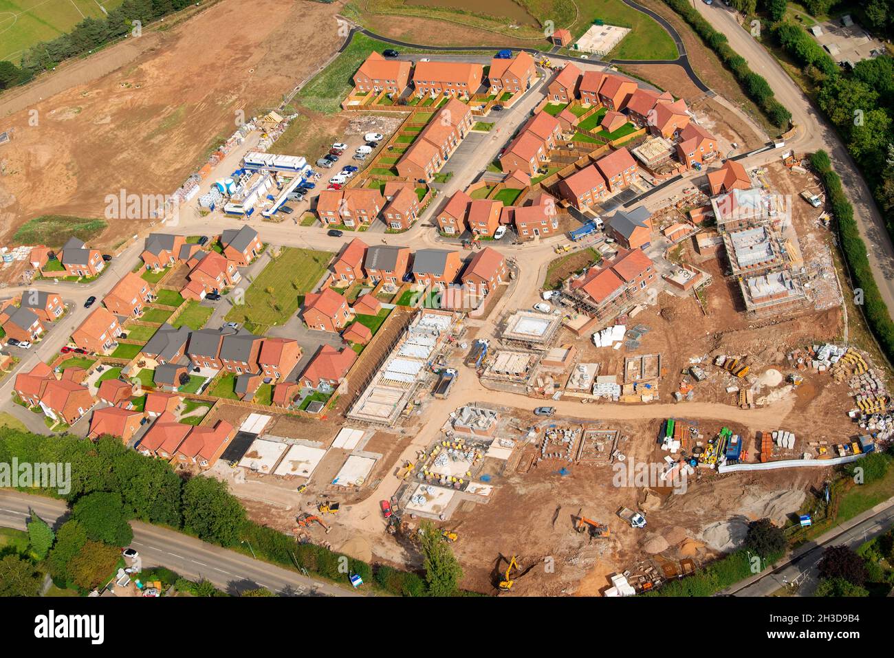 Aerial Image of new homes in Keyworth Nottinghamshire England UK Stock ...