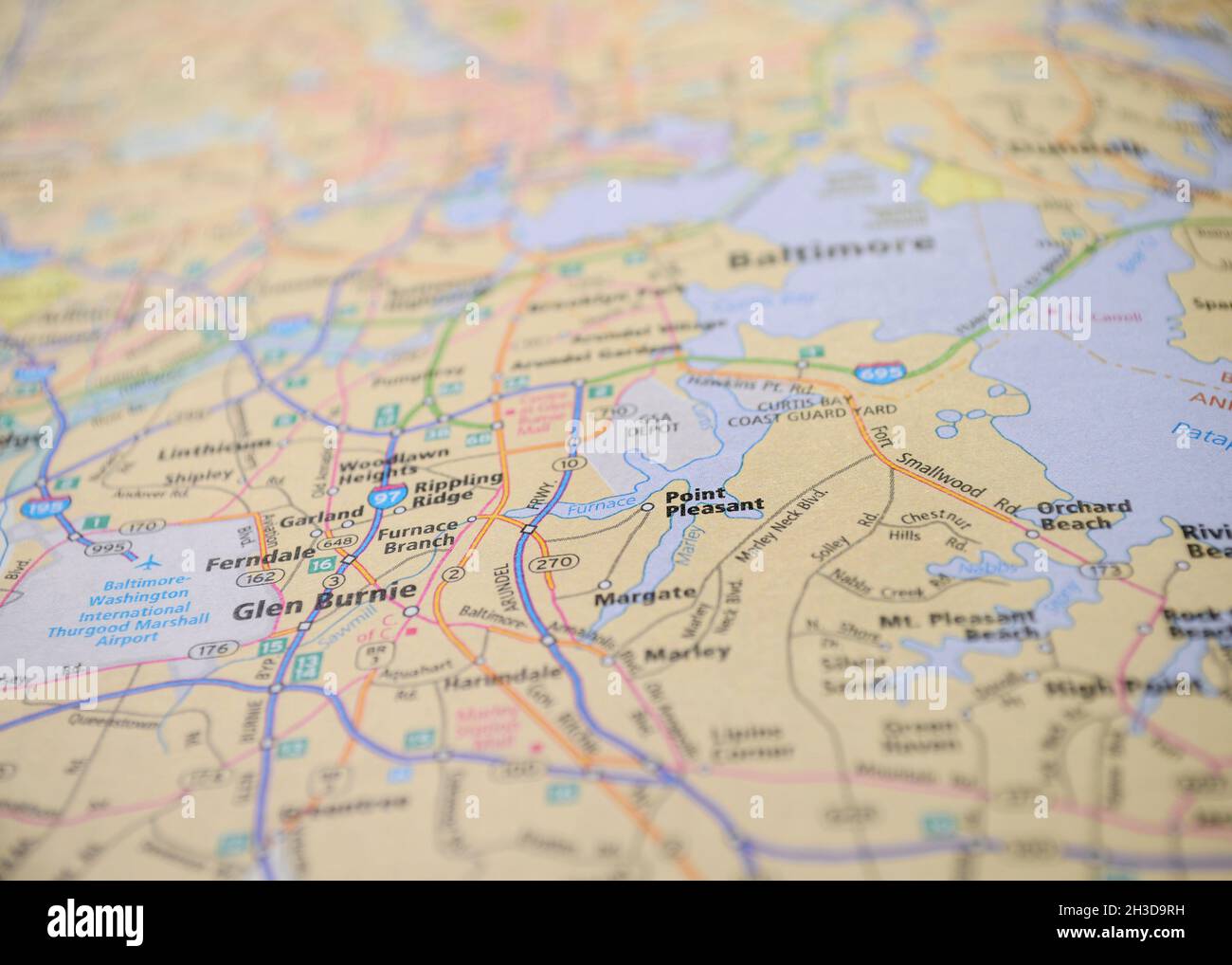 Map of the city of Point Pleasant, MD Stock Photo - Alamy