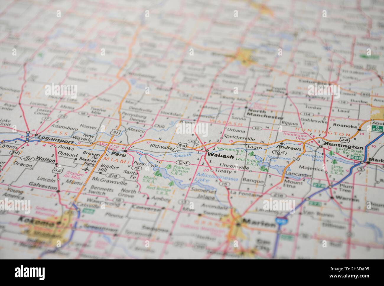 Map of the city of Wabash, IN Stock Photo - Alamy