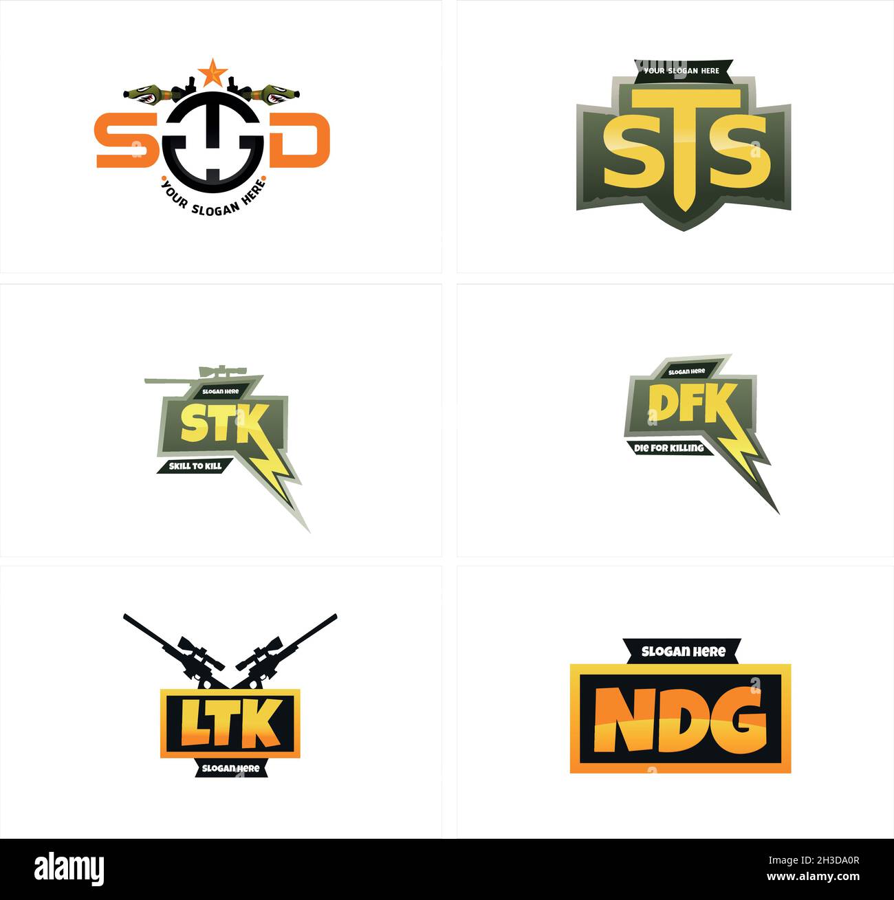 Set of collection game gun rifle shoot armor logo design Stock Vector ...