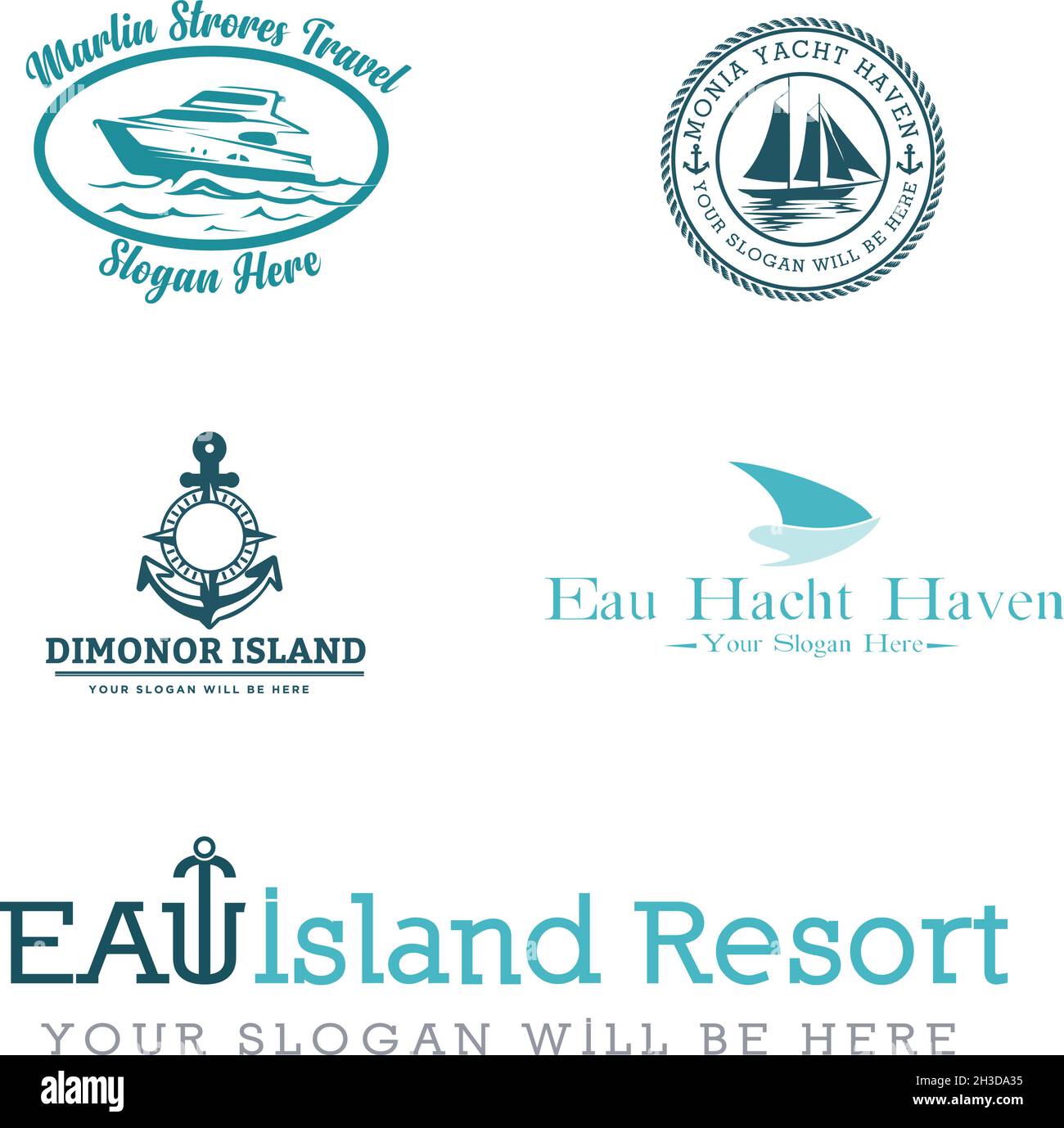 Modern business agency travel marine yacht harbor logo design Stock ...