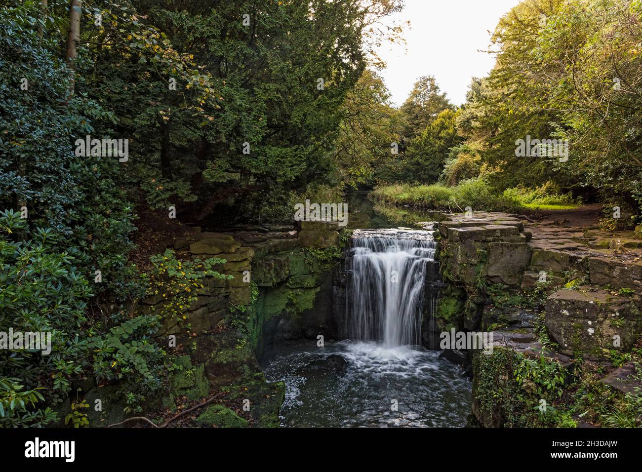 Waterfall in Jesmond Dene, a park which was given to the people of ...