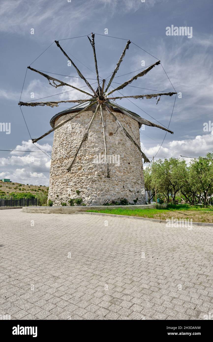 Ancient windmill in Gölyazi (uluabat) Bursa. windmill made of stone and ...