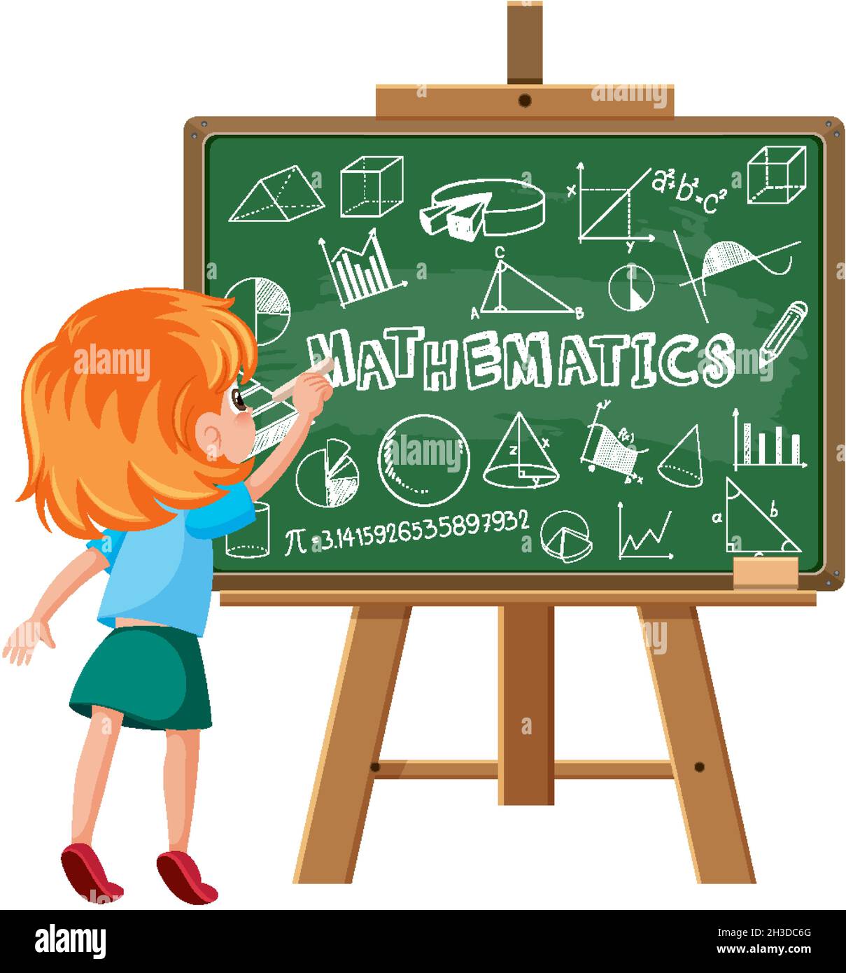 Girl drawing on blackboard Stock Vector Images - Alamy