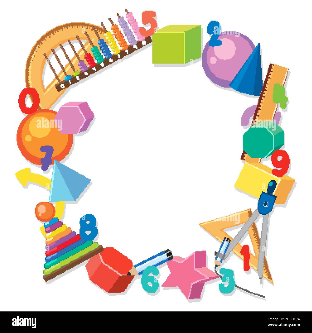 Blank math template with math tools and elements illustration Stock ...