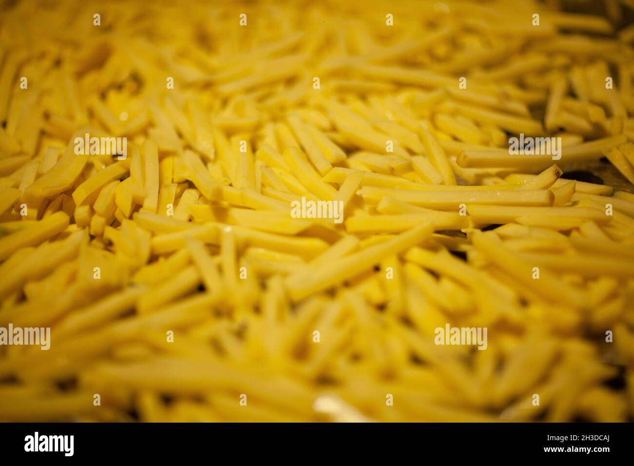 Production line of a potato factory. French fries - fast food Stock ...