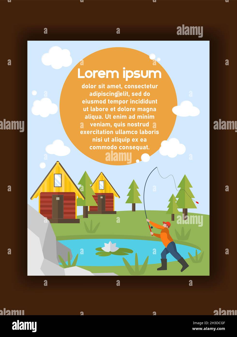 Vector illustration. Banner poster. flat design. Houses, recreation ...