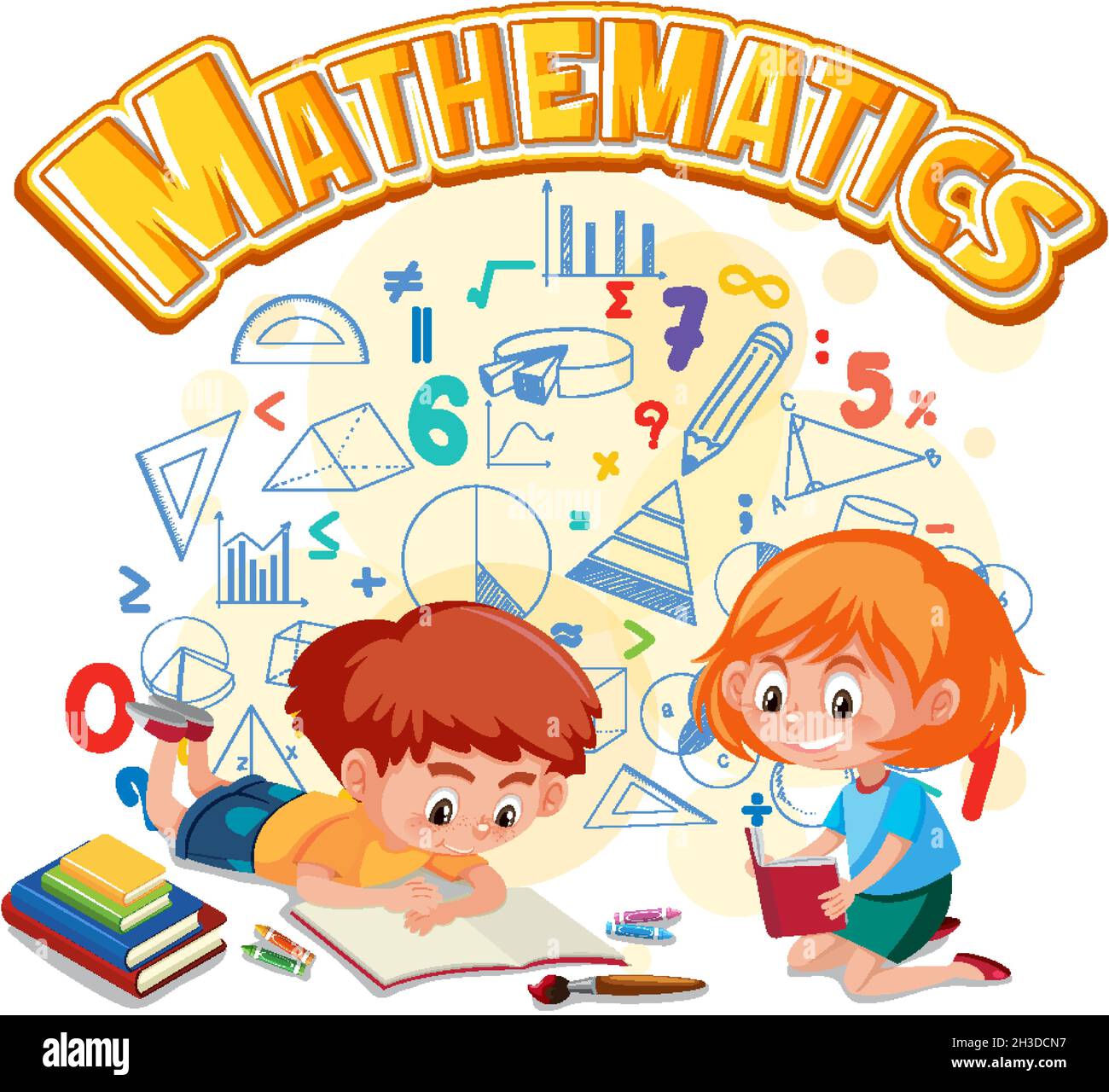 Math icon with kids and math tools illustration Stock Vector Image ...