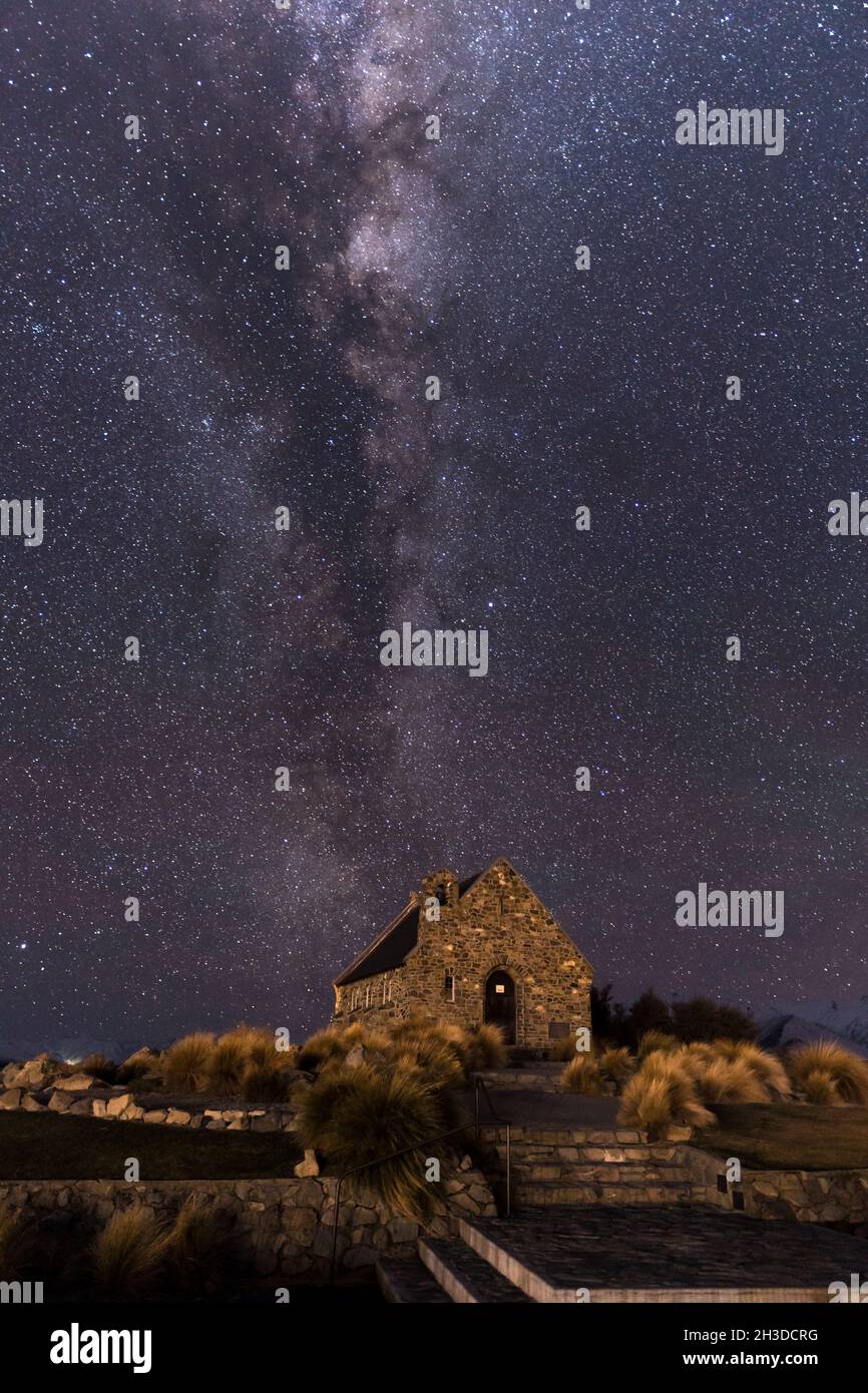 Rural brick house on a starry night Stock Photo - Alamy