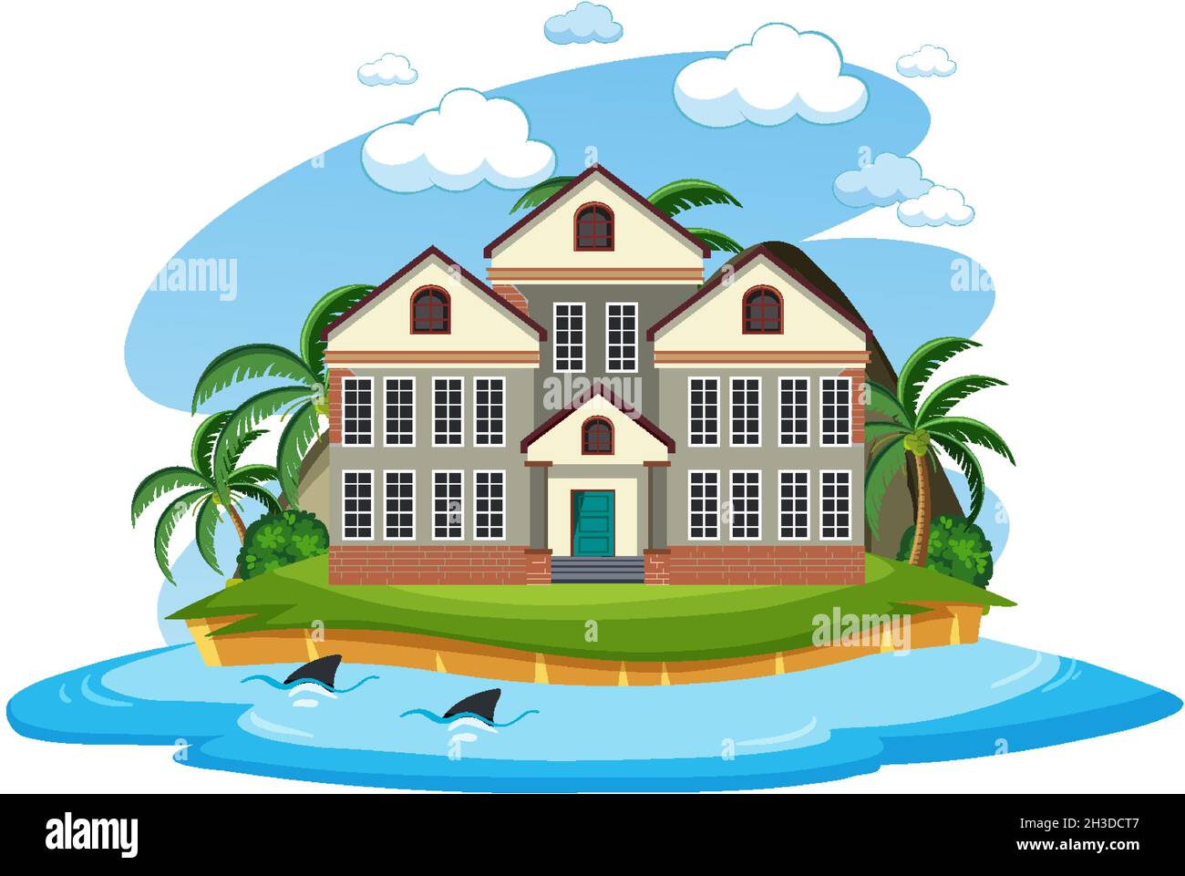 Big buidling on the island illustration Stock Vector Image & Art - Alamy