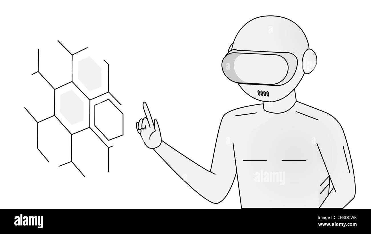 Man touching transparent screen hand Stock Vector Images - Alamy