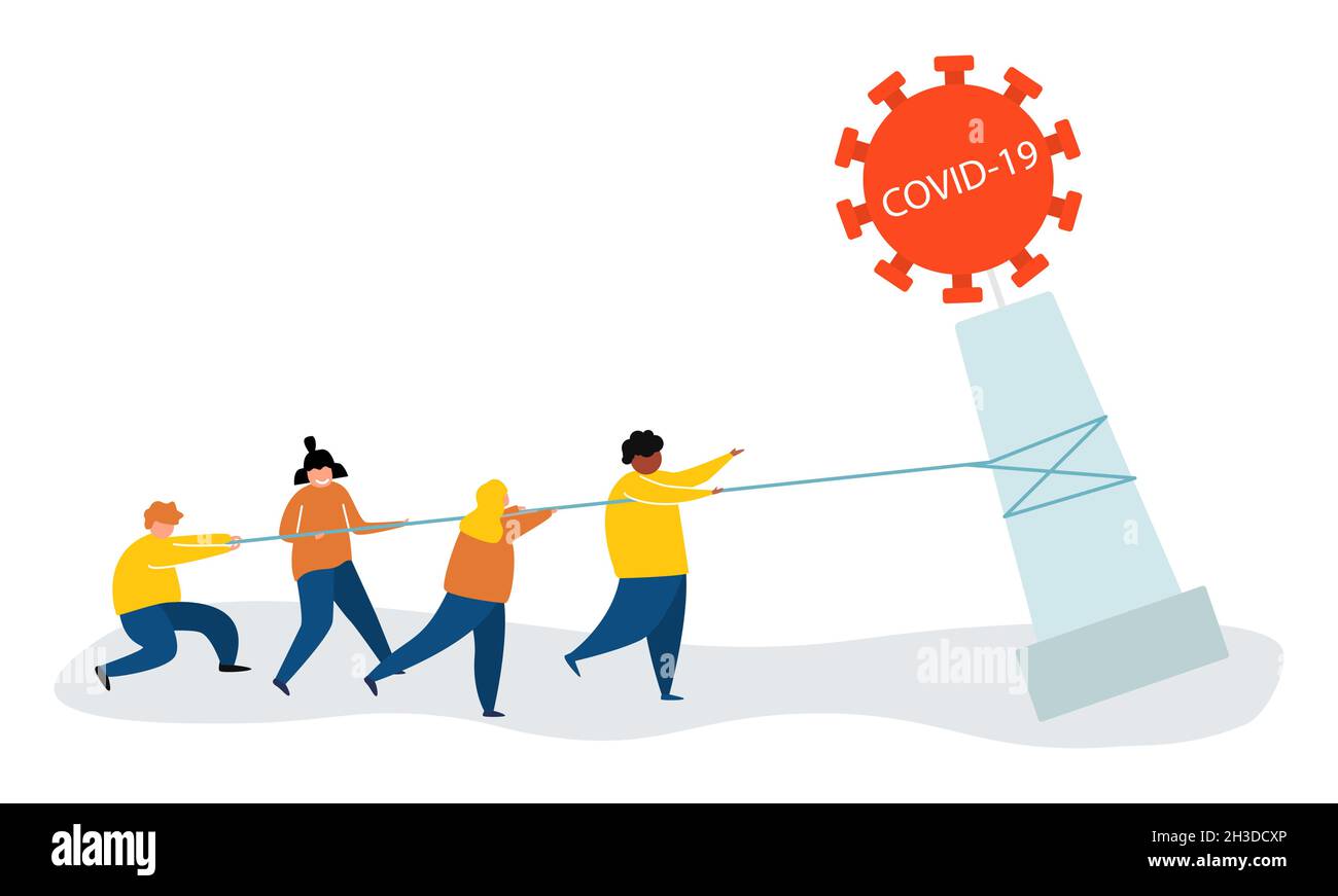 Vector illustration covid-19 coronavirus. cure coronavirus. people ...